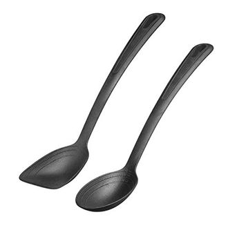 Westmark Gentle 286122E6 Lot de 2 cuill&egrave;res &agrave; l&eacute;gumes et po&ecirc;les en plastique avec &eacute;chelle int&eacute;rieure 15, 30 et 45 ml Noir