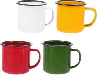 UPKOCH 4 Stück Emaille Trinkbecher Set - Retro Kaffeetassen Für Zuhause, Büro, Camping, Party - Vielseitige Teetassen Für Heiße Schokolade, Saft, Wasser - 6,