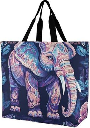 Generic &Eacute;l&eacute;phant Violet Sac Fourre-Tout Pliable Sacs L&eacute;ger Sac A Main Femmes Pour Gym Plage Shopping