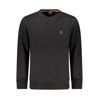 HUGO BOSS Klassischer Baumwollpullover mit Rippendetails - - Sweatshirts & Hoodies - Herren - Schwarzk - 2XL