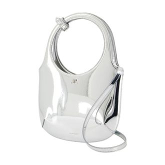 Courr&egrave;ges Womens Metallic Synthetic Shoulder Bag Silver