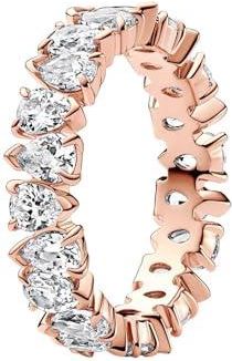 Pandora Pandora Timeless Bague Éternité en métal plaqué or rose 14 carats avec zircones cubiques transparentes, taille 50