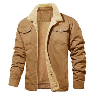 Generic Veste chemise en coton polaire Sherpa pour homme, veste cargo de travail &agrave; revers de camionneur, manteau thermique doubl&eacute; en polaire chaude, caf&eacute;, 3XL