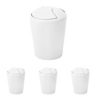 Spirella Kosmetikeimer Move Abfalleimer Schwingdeckeleimer | Kunststoff | 2 Liter |Wei&szlig; (Packung mit 4)