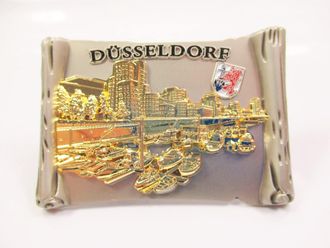 Generic Düsseldorf Metall Magnet Schriftrolle Souvenir Germany Hundertwasser Hafen Wappe