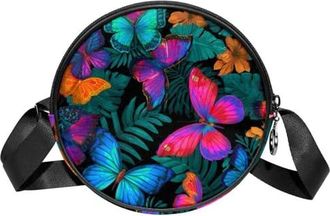 Generic Sac &agrave; bandouli&egrave;re circulaire pour femme, petit sac &agrave; bandouli&egrave;re color&eacute; avec fermeture &eacute;clair, bretelles r&eacute;glables, sac &agrave; main rond d&eacute;contract&eacute; pour f