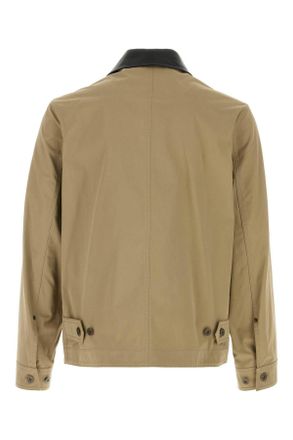 Burberry Mens Cappuccino Cotton Jacket Saltmarshbeige Exterior: Giacche E Gilet