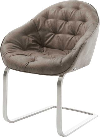 DELIFE Schwingstuhl Gaio-Flex Freischwinger flach Edelstahl Mikrofaser Taupe Vintage