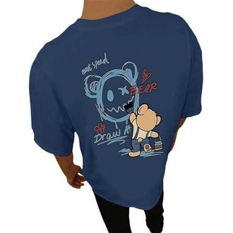 Generic T-shirt pour homme - Dos imprim&eacute; - T-shirt d&eacute;t&eacute; &agrave; manches courtes - T-shirt tendance - Style r&eacute;tro - Chemise d&eacute;contract&eacute;e pour gar&ccedil;on - Col rond - Gra