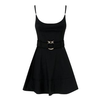 Pinko Schwarzes Kleid mit Logo-G&uuml;rtel - - Dresses - Damen - Schwarzk - L