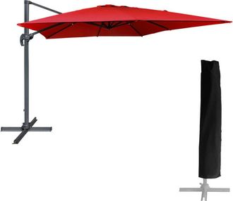 Happy Garden Happy Garden - Parasol d&eacute;port&eacute; molokai carr&eacute; 3x3m rouge + housse