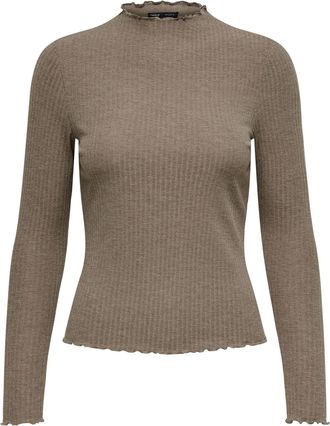 Only Damen Onlemma L/S High Neck Top Noos JRS Langarmshirt, Caribou, XS EU