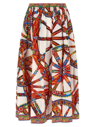 Dolce & Gabbana Womens Multicolor Cotton Midi Skirt