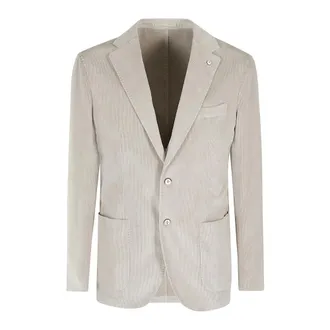 L.B.M. 1911 L.b.m. 1911, Homme, Vestes, Beige, Taille: 2XL Veste en velours lav&eacute; &agrave; 1000 rayures