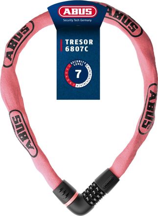 ABUS Kettenschloss Tresor 6807C - Zahlenschloss mit 360&deg;-Bolzen, 7 mm Starke Stahlkette, 4-stelliger Zahlencode - Fahrradschloss mit Sicherheitslevel 7 - L