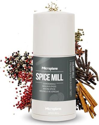 Microplane Gew&uuml;rzm&uuml;hle 2in1 - Kaschmir Beige | Manuelle M&uuml;hle mit rasiermesserscharfer Edelstahlklinge | Reibt Muskatnuss, Zimt, Tonkabohne, LangenPfeffer, N&uuml;sse