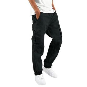 Generic Pantalon cargo long pour homme - Taille &eacute;lastique avec cordon de serrage - Pantalon cargo l&eacute;ger - Pantalon de randonn&eacute;e - Pantalon de travail - Pantal
