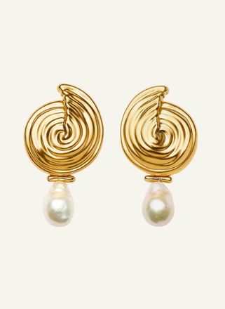 Missoma Missoma Ohrh&auml;nger Spiral Detachable Pearl Drop Earrings By Glambou gold