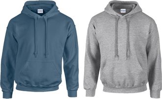 Gildan 2er Herren Kapuzenpullover Heavy Blend Set Hoodie Sweat M L XL 2XL 3XL 4XL 5XL in verschiedenen Farbsets & HLKauf-Block (1x Indigo, 1x Sportgrey & 1x 