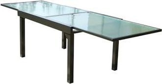 Concept Usine | Table de Jardin Extensible en Aluminium | Int&eacute;rieur/Ext&eacute;rieur | Plateau en Verre 270 cm | Finition Expoxy | Design Moderne Brescia Gris | Robuste R&eacute;