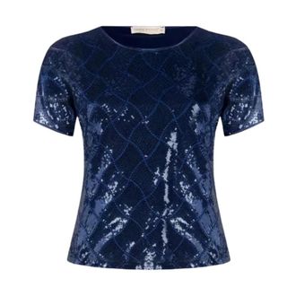 Rinascimento Blusa Curvy mit Pailletten all over - - Blouses & Shirts - Damen - Blau - XL