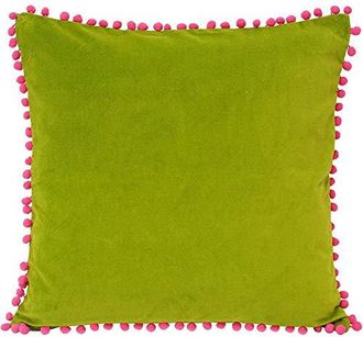 Riva Paoletti Riva Home Velvet Pompom Polsterbezug. (45x45cm) (Grün/Fuchsia)