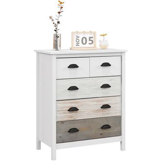 HOMCOM Kommode Aufbewahrungsschrank mit 5 Schubladen, Schubladenschrank mit Griff, Kippschutz, f&uuml;r Schlafzimmer, Wohnzimmer, Wei&szlig;, 70 x 38 x 85 cm - Homcom