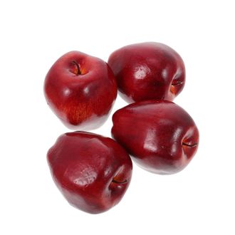 Hemobllo K&uuml;nstliche Rote Deko Fr&uuml;chte 4 St&uuml;ck Realistische Red Delicious Simulation Langlebiges Fruchtmodell f&uuml;r Fotorequisiten Heim und Restaurantdekoration