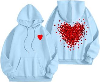 Generic Sweat &agrave; capuche &agrave; manches longues pour la Saint-Valentin 2026 pour femmes (4), bleu clair, XXL