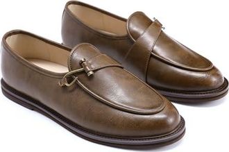 AlltheMen Mocassins Homme Cuir Slip on Loafers Casual Confort Leger Brogues Mariage Chaussures Bateau Marron 45