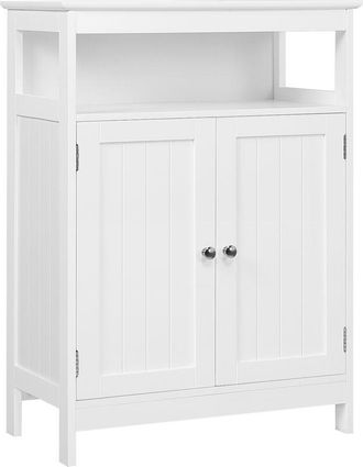 Yaheetech Yaheetech - Meuble/Commode de Salle de Bain sur Pied en Bois, 60 x 30 x 80 cm, 1 Compartiment Ouvert, 2 Porte, 1 Étagère Réglable, Placard de