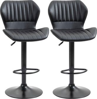 HOMCOM Homcom - Barhocker 2er-Set 360&deg; drehbare Barst&uuml;hle h&ouml;henverstellbar Bistrohocker mit R&uuml;ckenlehne Drehst&uuml;hle f&uuml;r Bartheke K&uuml;che und Zuhause modernes