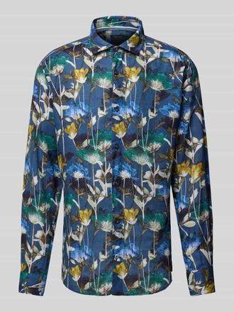 Olymp Level 5 Regular Fit Leinenhemd im Allover-Look