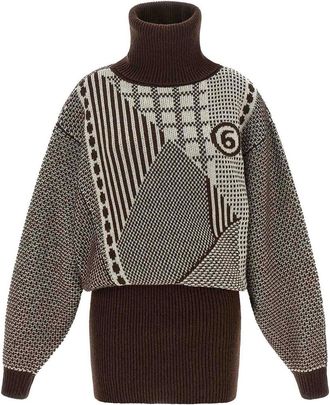 Maison Margiela Pull Col Roul&eacute; - Marron