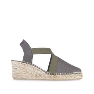 Toni Pons Damen, Ter, Leinen, elastischer Riemen, Keilabsatz, Espadrille, Khaki, 42 EU