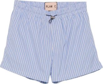 Plan C Plan C, Femme, Shorts, Bleu, Taille: 38 FR Shorts &agrave; cordon ray&eacute;