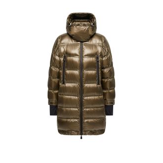 Moncler Moncler Rochelairs Hooded Long Down Jacket, Women, Green, Size: 00