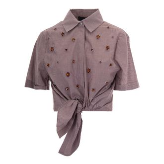 Liu Jo Femme, Blouses et Chemises, Multicolore, Taille: 36 FR Chemise &agrave; Carreaux Orn&eacute;e de Clous