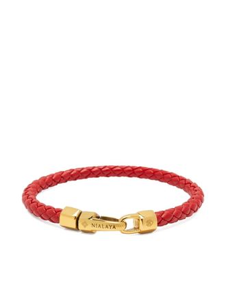 Nialaya bracelet en cuir tress&eacute; - Rouge