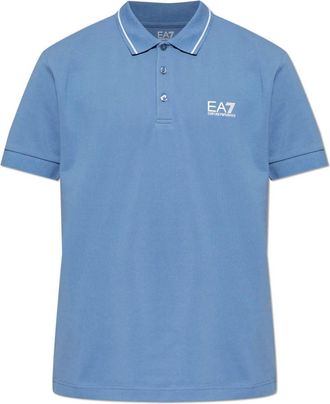 Emporio Armani Emporio Armani Ea7, Homme, Tops, Bleu, Taille: 2XL Polo avec Logo Imprim&eacute;