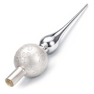 Com-Four Christbaumspitze in matt-grau und gl&auml;nzend, Weihnachtsbaumspitze aus echtem Glas f&uuml;r Weihnachten, Tannenbaumspitze f&uuml;r den Christbaum, 32 cm