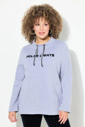 Ulla Popken Sweatshirt Sweater Schriftmotiv Stehkragen Langarm