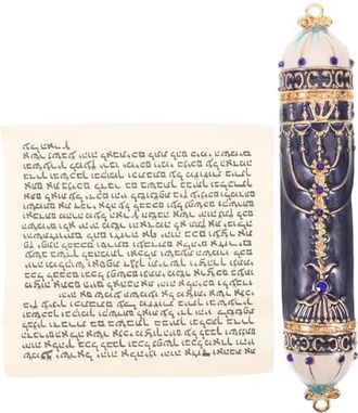 Aboofan D&eacute;cor De Porte Mezouza en M&eacute;tal 5.1 Pouces Ornement Juda&iuml;que Religieux Artisanat Isra&eacute;lien pour Maison Temple avec Parchemin B&eacute;n&eacute;dictions