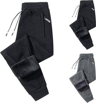 Generic Pantalon de jogging dhiver pour homme - Pantalon de surv&ecirc;tement en polaire doubl&eacute; avec poches zipp&eacute;es - Pantalon dentra&icirc;nement confortable pour le spo