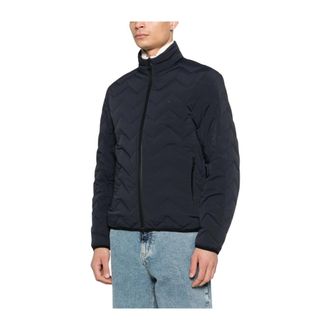 Emporio Armani Wasserabweisende Chevron-Stepp-Daunenjacke aus Nylon-Spandex - - Jackets - Herren - Blau - 2XL