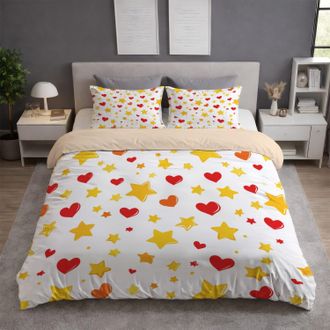 Generic Bettw&auml;sche 155 x 220 cm Bettw&auml;sche Set Bettbezug Set Weich Microfaser Bettbez&uuml;ge weich & b&uuml;gelfrei Cartoon Niedlich Herz Mikrofaser Mit Rei&szlig;verschluss