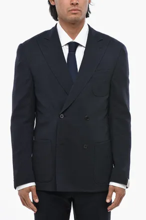 Corneliani Doppelreihiges Sakko Aus Strukturiertem Wollmischgewebe Mit Lanzenrevers Corneliani
