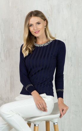 Passioni Strickpullover mit Perlendetails
