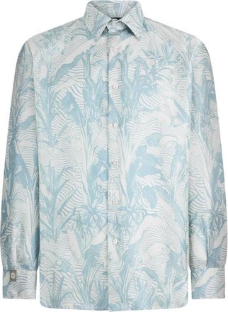 Billionaire Boys Club Homme, Chemises, Bleu, Taille: 3XL Printed Silk Shirt Palms All-Over