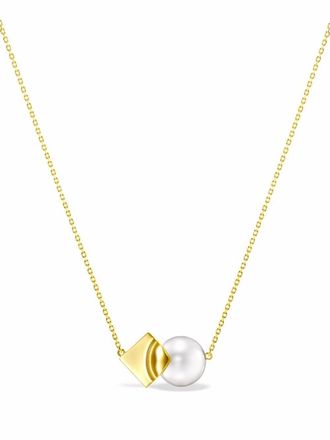 Tasaki collier Square Leaf en or 18ct &agrave; pendentif &agrave; perle